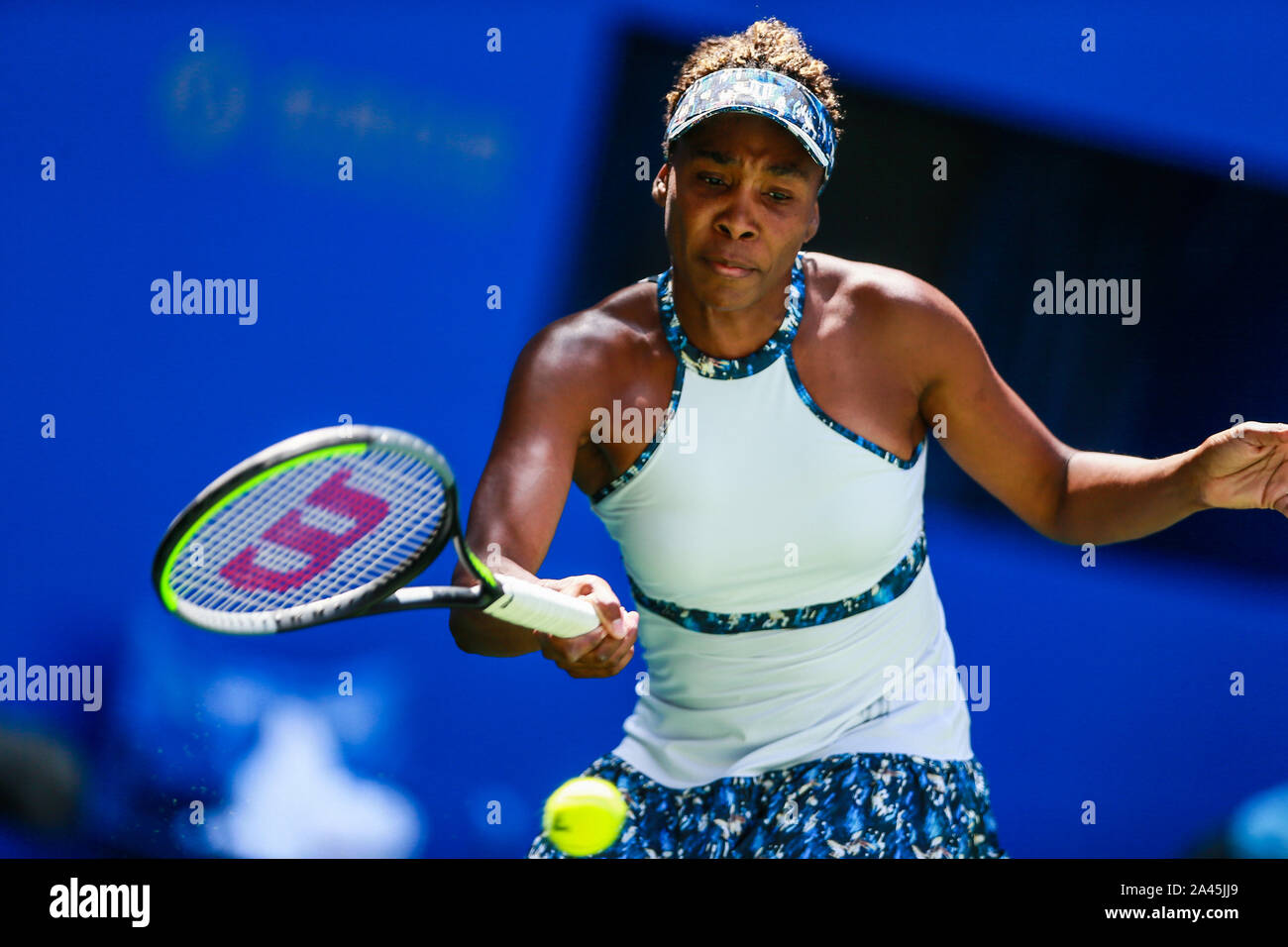American professional tennis player Venus Williams plays against ...