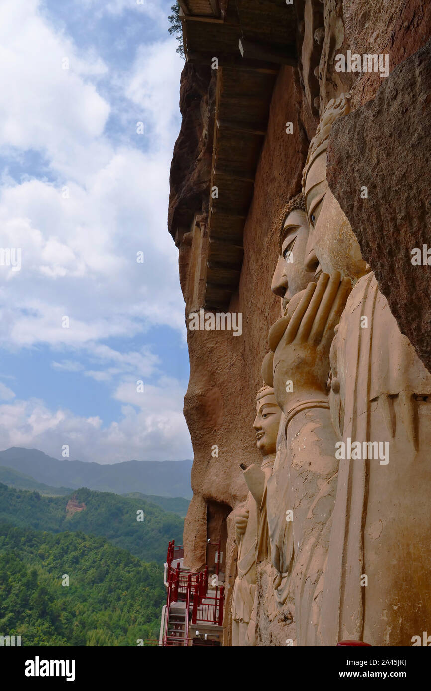 Maijishan Cave-Temple Complex in Tianshui city, Gansu Province China. A ...