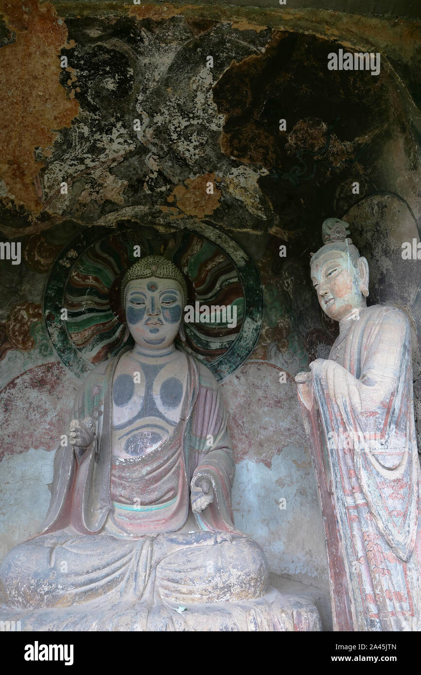 Maijishan Cave-Temple Complex in Tianshui city, Gansu Province China. A ...