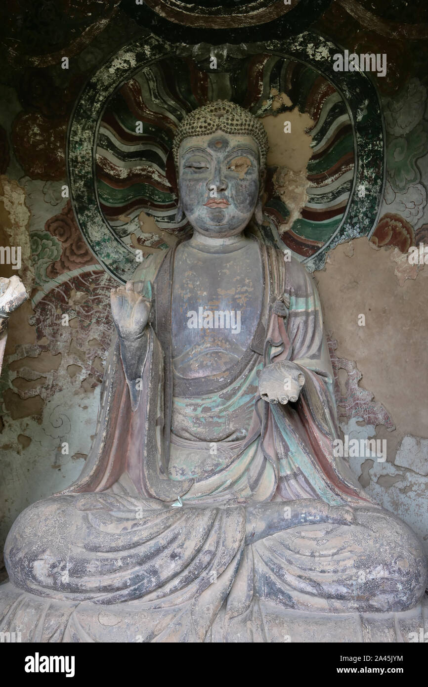 Maijishan Cave-Temple Complex in Tianshui city, Gansu Province China. A ...