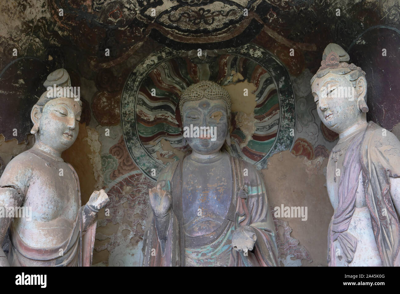 Maijishan Cave-Temple Complex in Tianshui city, Gansu Province China. A ...