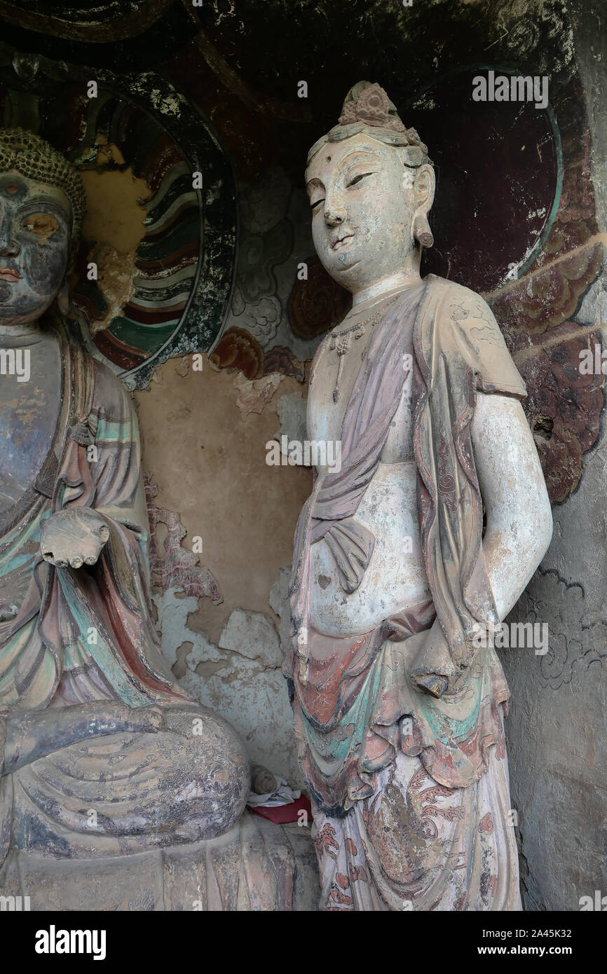 Maijishan Cave-Temple Complex in Tianshui city, Gansu Province China. A ...