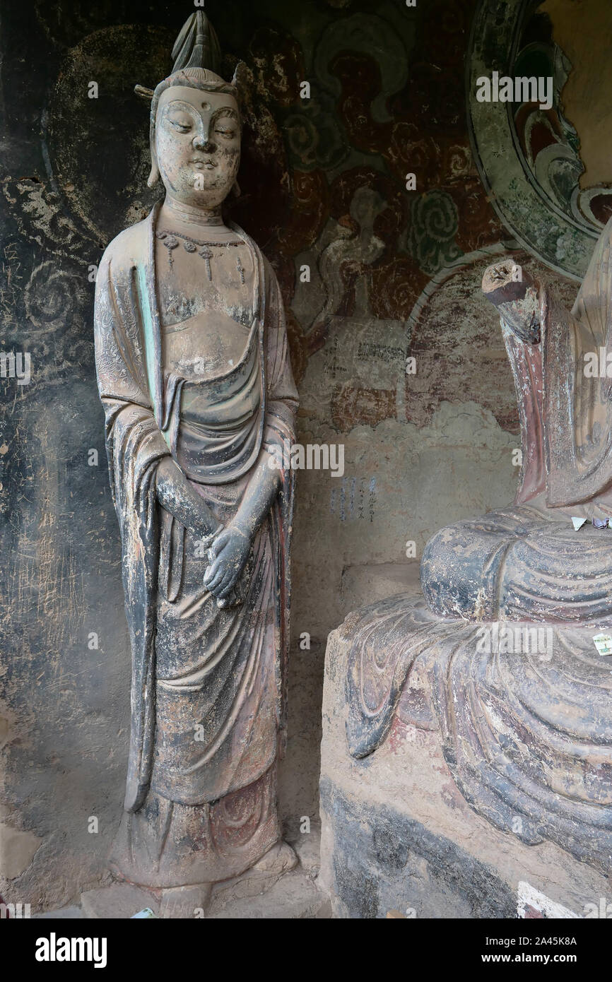 Maijishan Cave-Temple Complex in Tianshui city, Gansu Province China. A ...