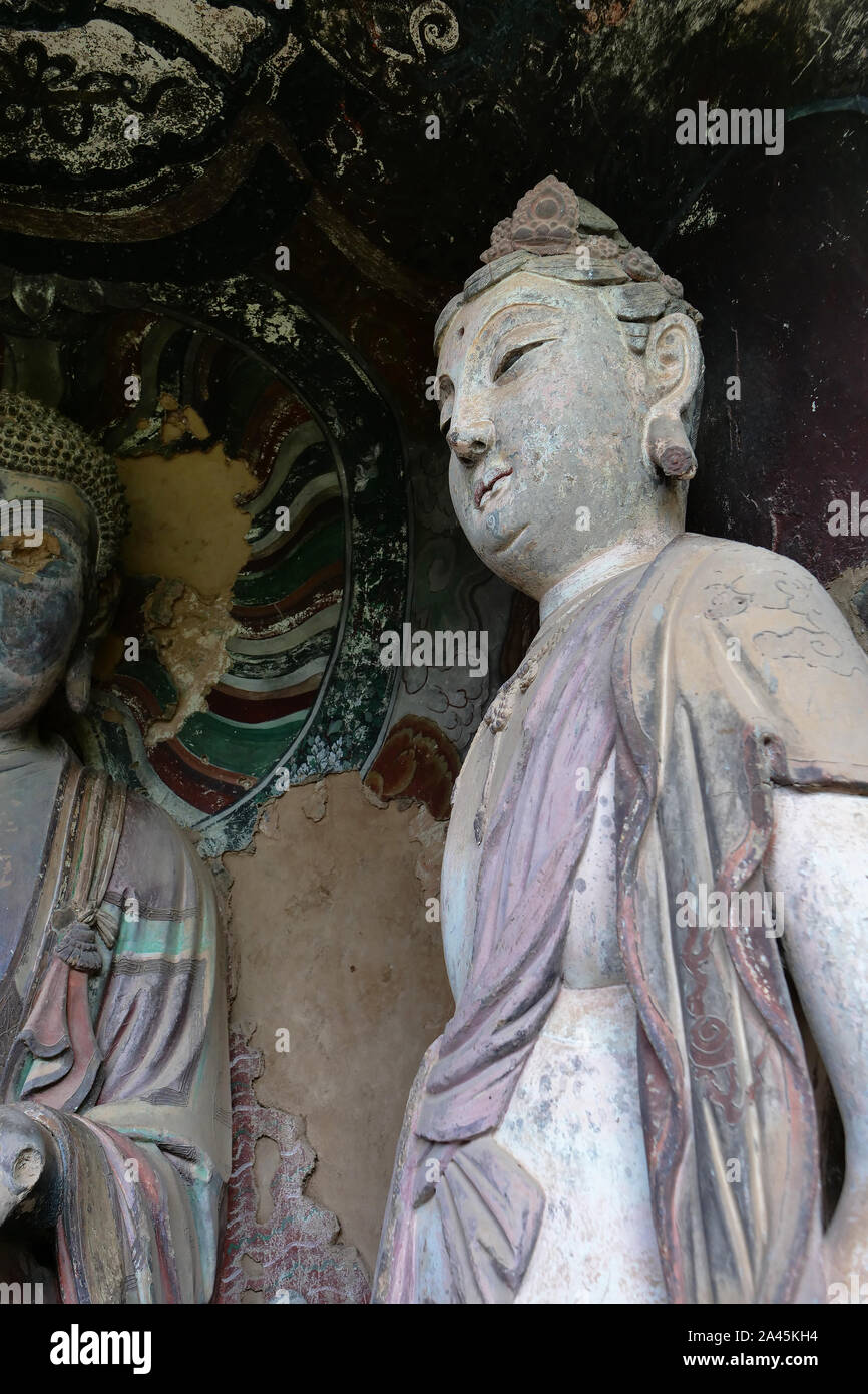 Maijishan Cave-Temple Complex in Tianshui city, Gansu Province China. A ...