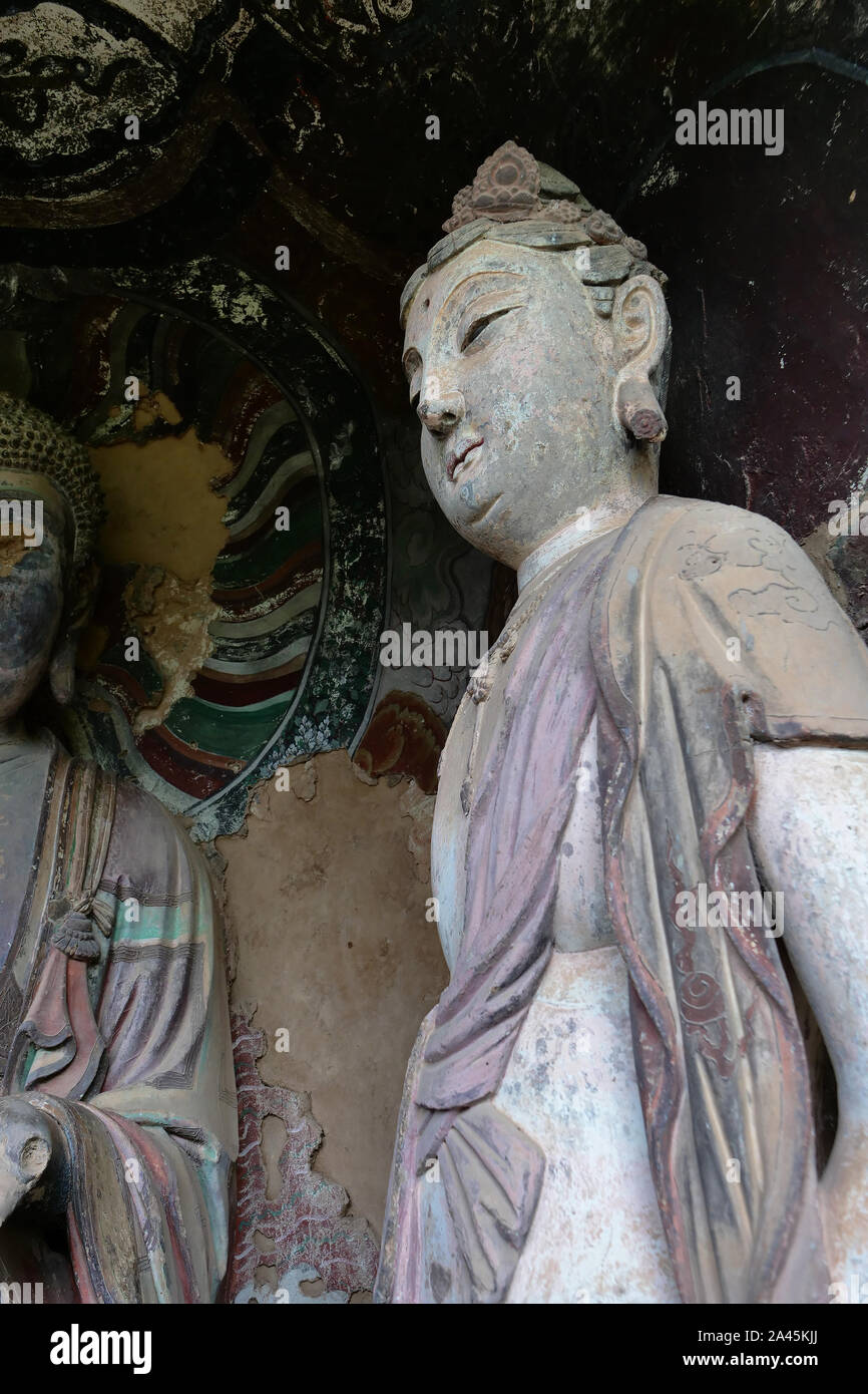 Maijishan Cave-Temple Complex in Tianshui city, Gansu Province China. A ...