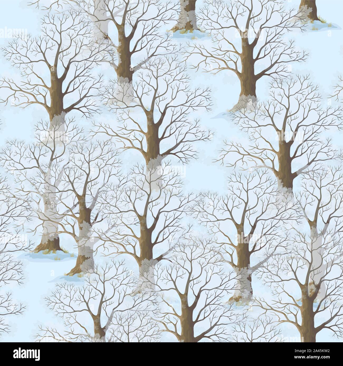Seamless Natural Pattern, Landscape, Winter Forest, Trees with Brown ...