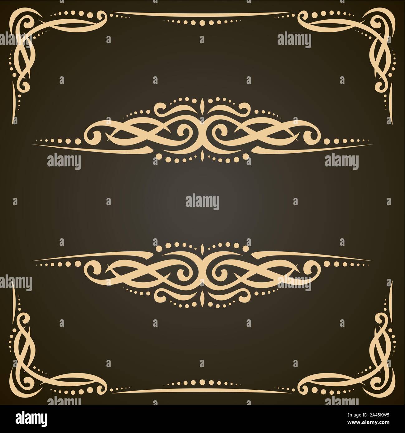 Vector decorative golden frames on dark, ornate decoration with ...