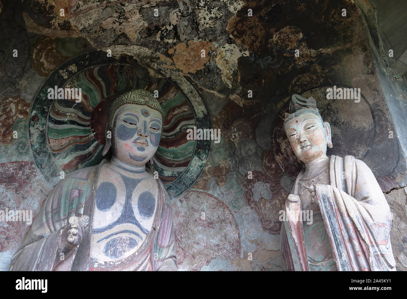 Maijishan Cave-Temple Complex in Tianshui city, Gansu Province China. A ...
