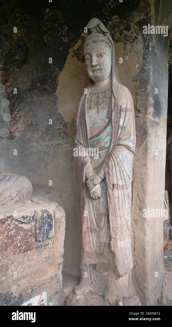 Maijishan Cave-Temple Complex in Tianshui city, Gansu Province China. A ...