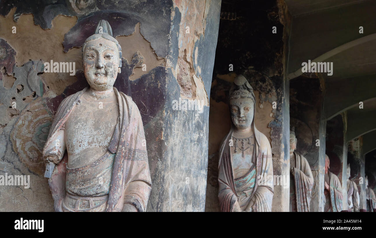 Maijishan Cave-Temple Complex in Tianshui city, Gansu Province China. A ...
