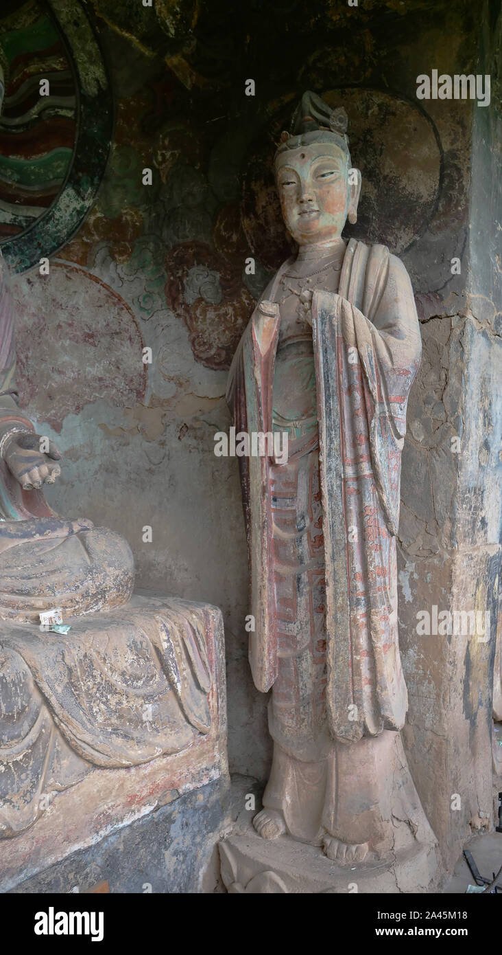 Maijishan Cave-Temple Complex in Tianshui city, Gansu Province China. A ...