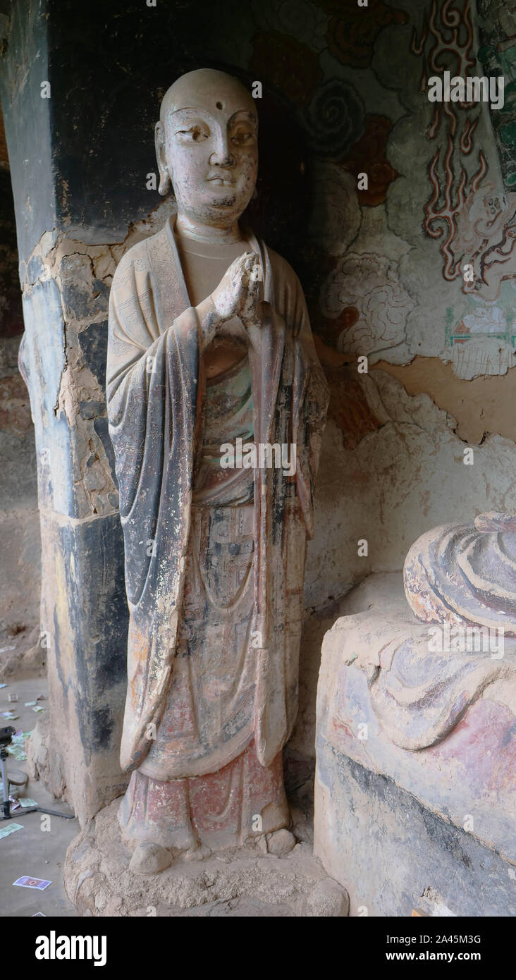 Maijishan Cave-Temple Complex in Tianshui city, Gansu Province China. A ...