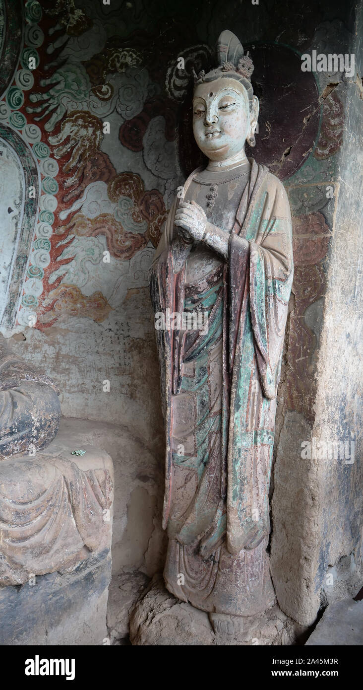 Maijishan Cave-Temple Complex in Tianshui city, Gansu Province China. A ...