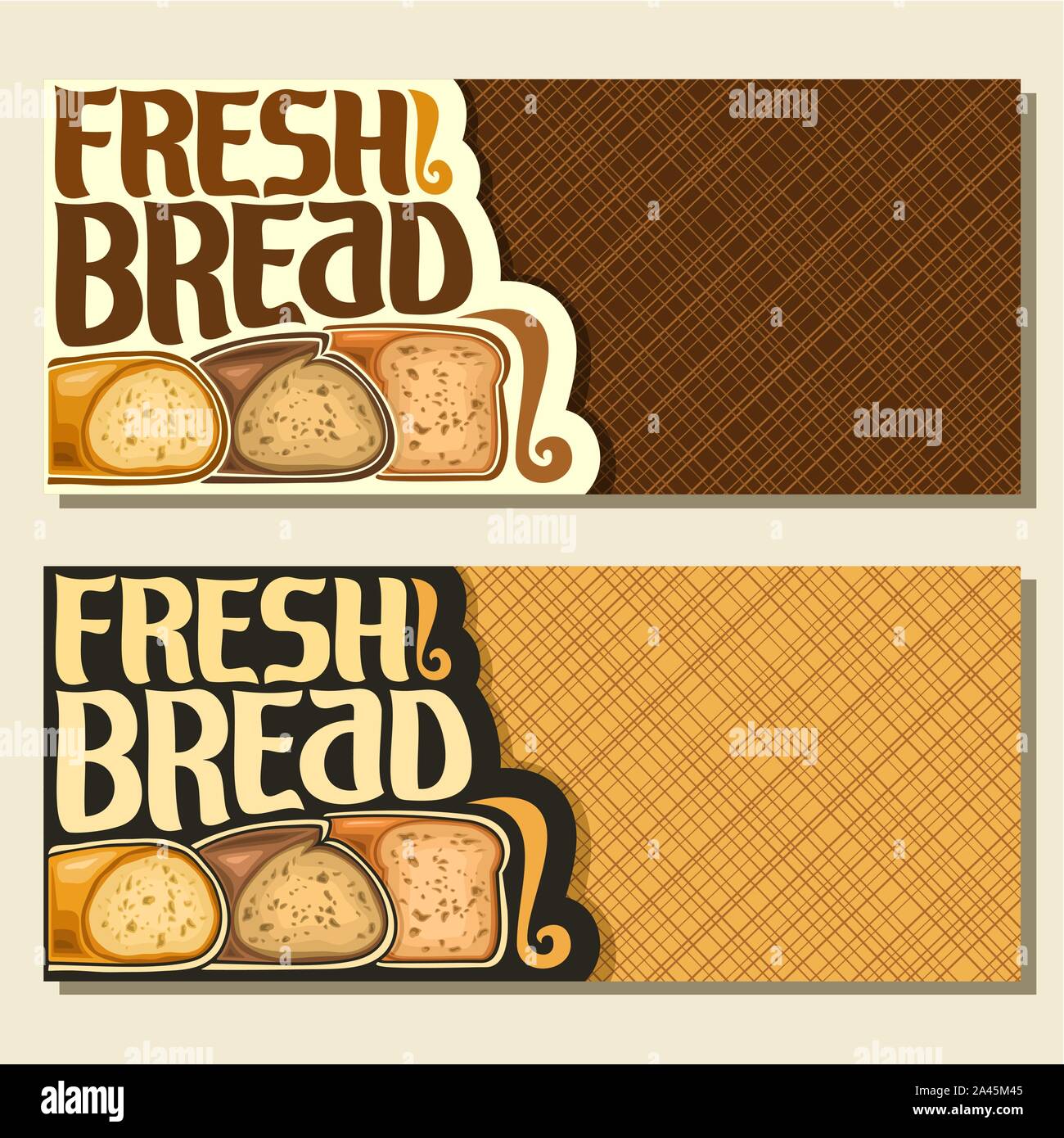 Vector banners for Bread with copy space, cut french wheat baguette ...