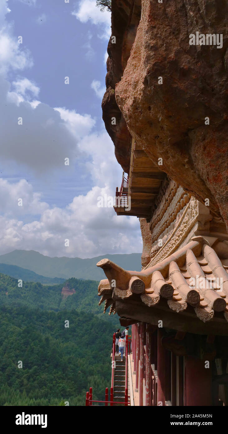 Maijishan Cave-Temple Complex in Tianshui city, Gansu Province China. A ...