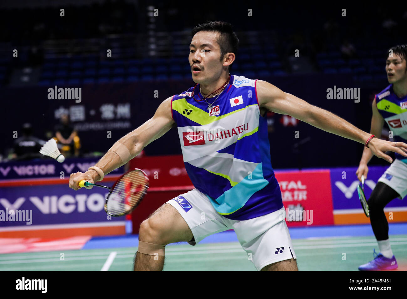 Japanese professional badminton players Takeshi Kamura and Keigo Sonoda ...