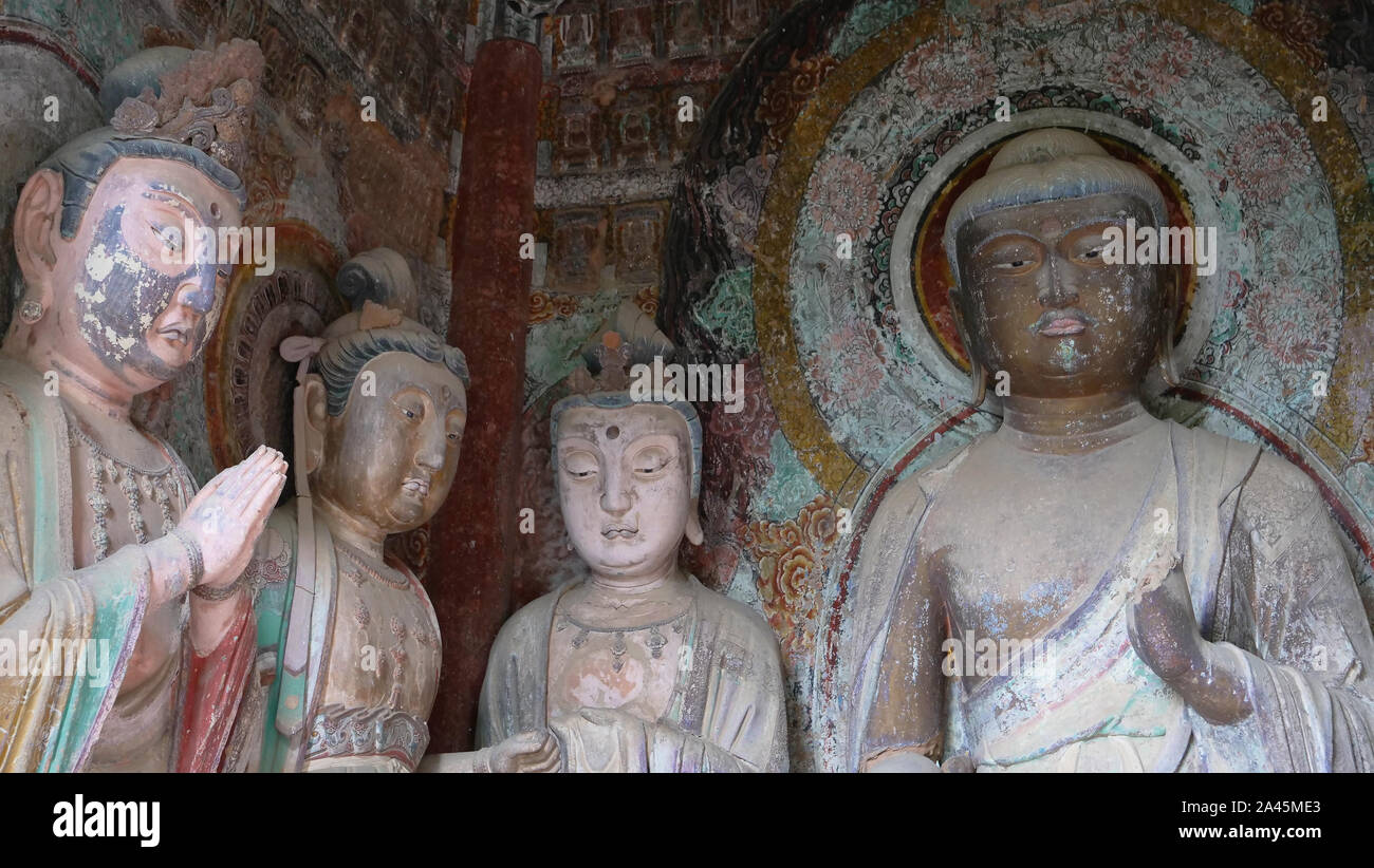 Maijishan Cave-Temple Complex in Tianshui city, Gansu Province China. A ...