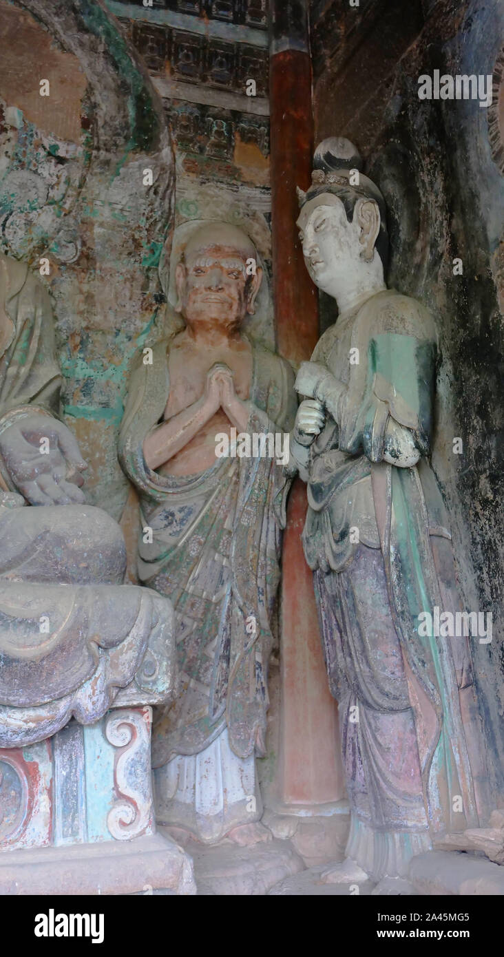 Maijishan Cave-Temple Complex in Tianshui city, Gansu Province China. A ...