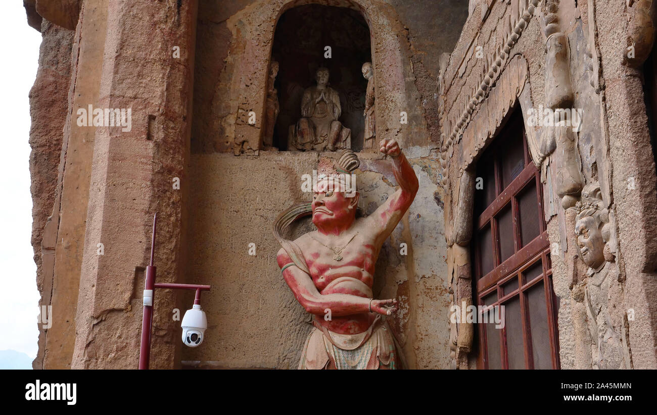Maijishan Cave-Temple Complex in Tianshui city, Gansu Province China. A ...