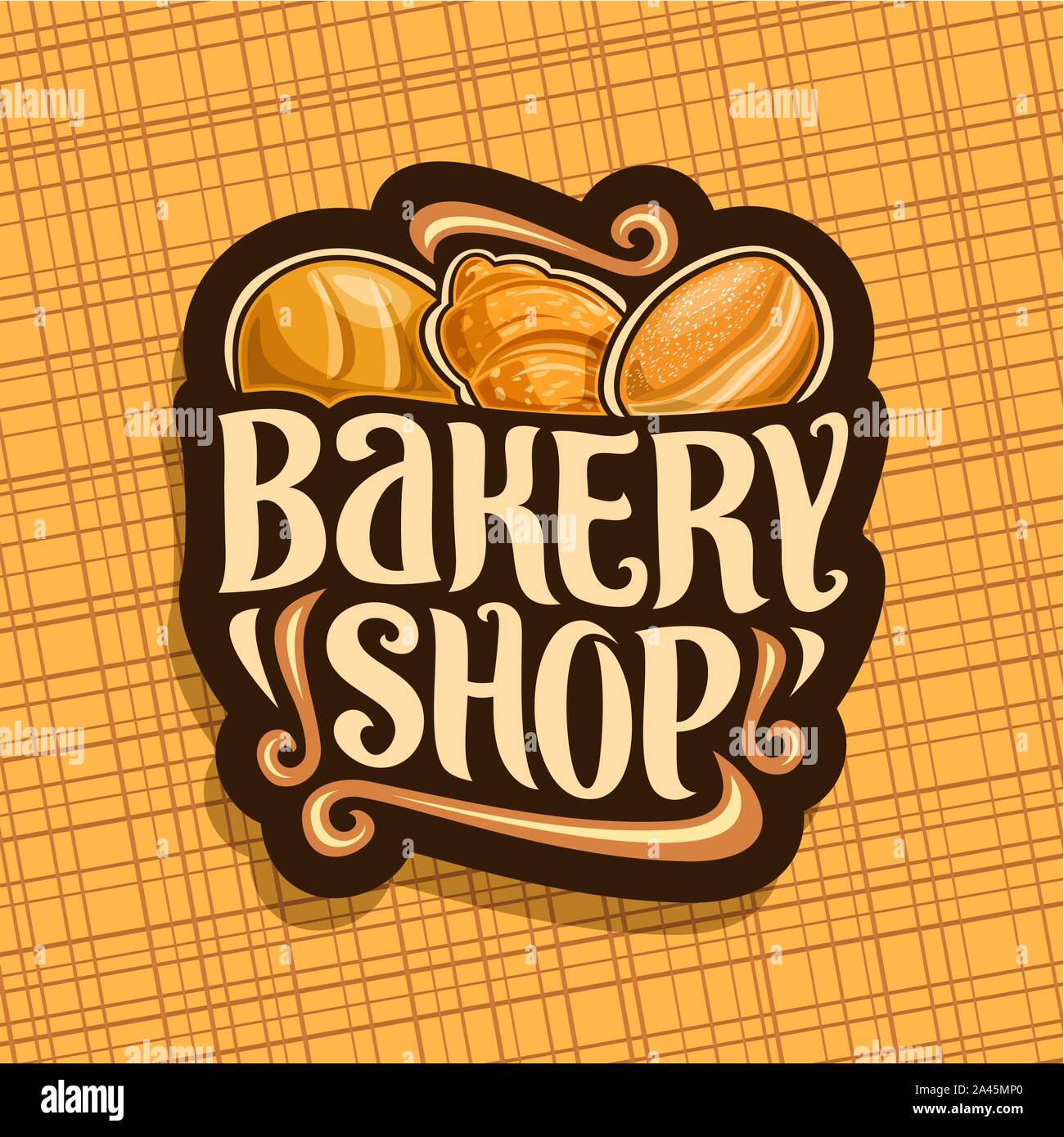 Vector logo for Bakery Shop, whole loaf of cereal bread, fresh french ...