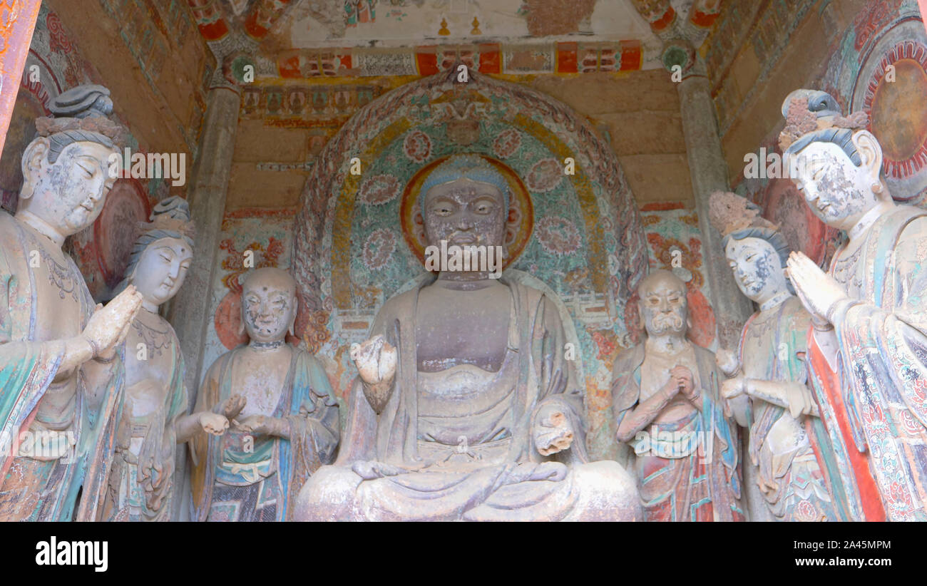 Maijishan Cave-Temple Complex in Tianshui city, Gansu Province China. A ...