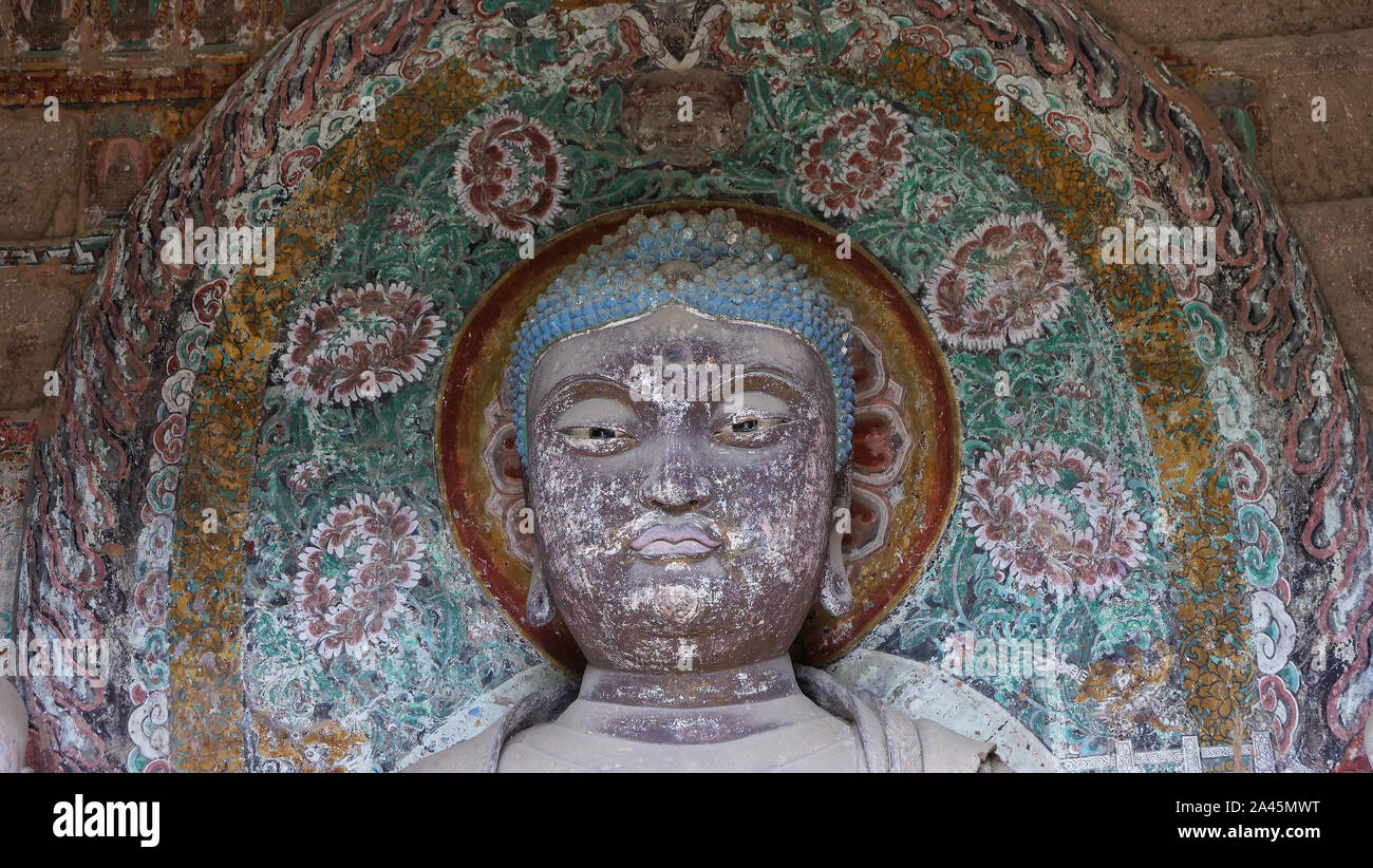 Maijishan Cave-Temple Complex in Tianshui city, Gansu Province China. A ...