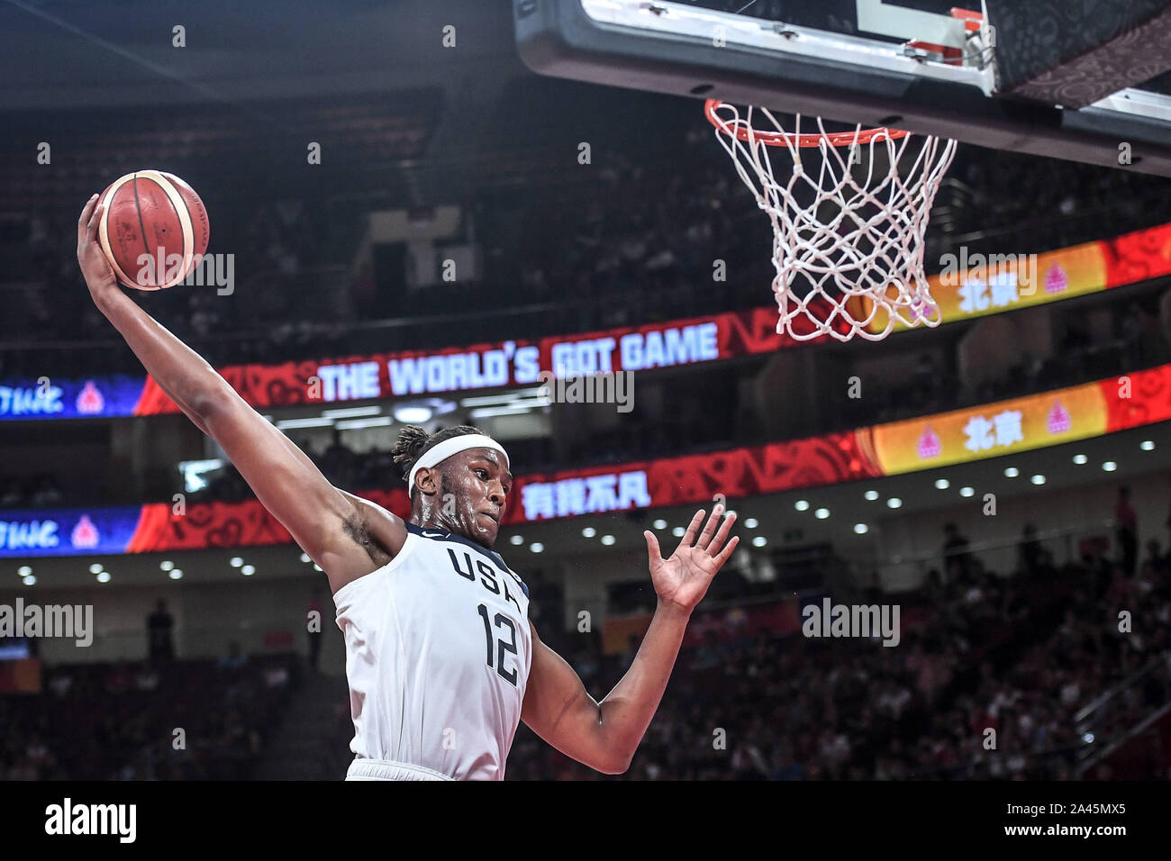 Myles Turner of the USA dunks during the 7th – 8th classification game ...