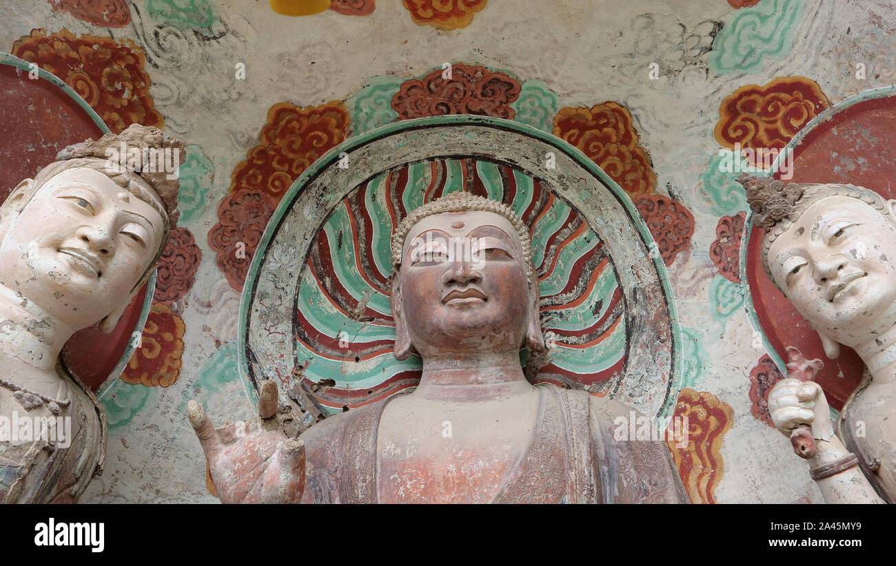 Maijishan Cave-Temple Complex in Tianshui city, Gansu Province China. A ...