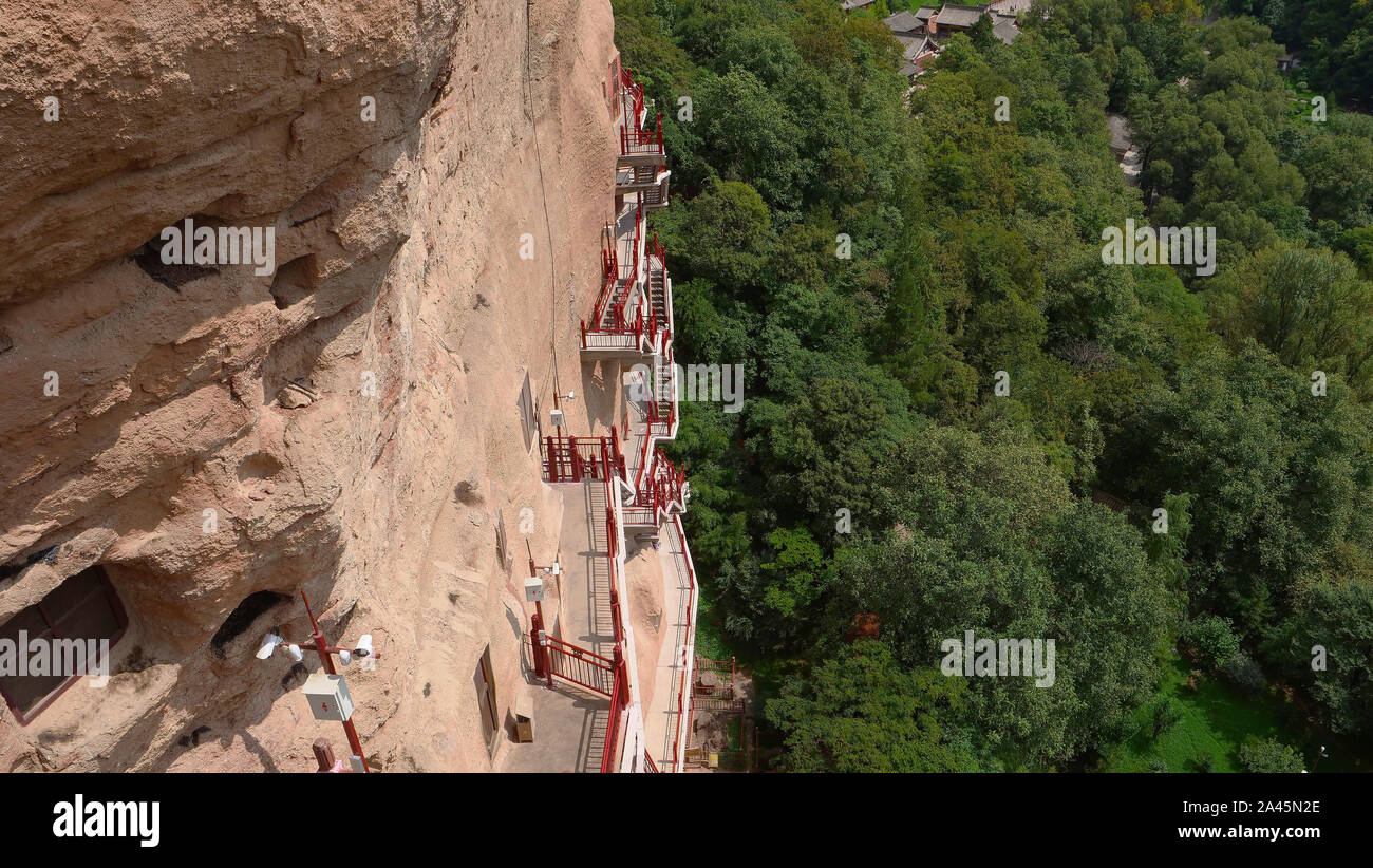 Maijishan Cave-Temple Complex in Tianshui city, Gansu Province China. A ...