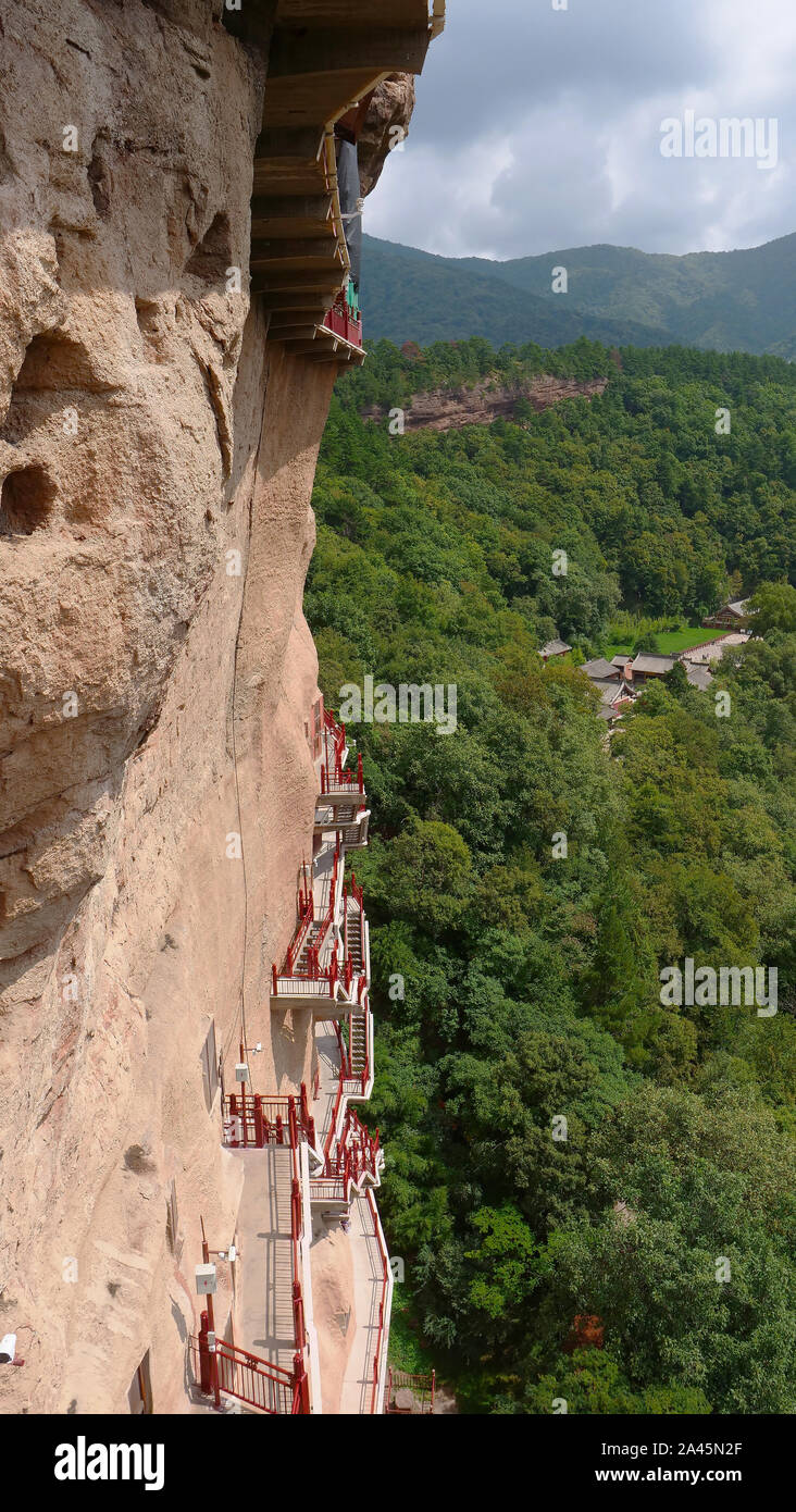 Maijishan Cave-Temple Complex in Tianshui city, Gansu Province China. A ...