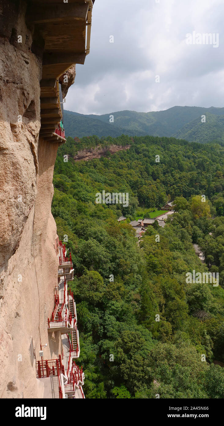Maijishan Cave-Temple Complex in Tianshui city, Gansu Province China. A ...