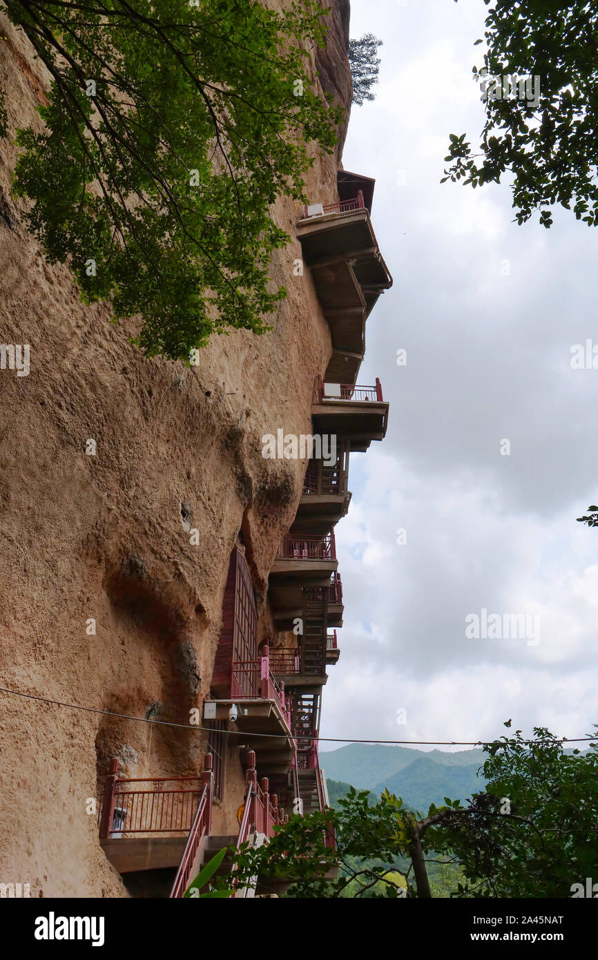 Maijishan Cave-Temple Complex in Tianshui city, Gansu Province China. A ...