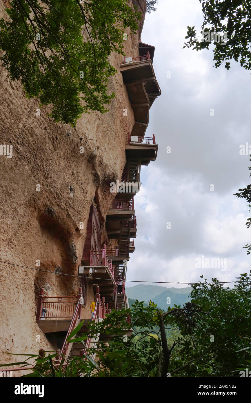 Maijishan Cave-Temple Complex in Tianshui city, Gansu Province China. A ...