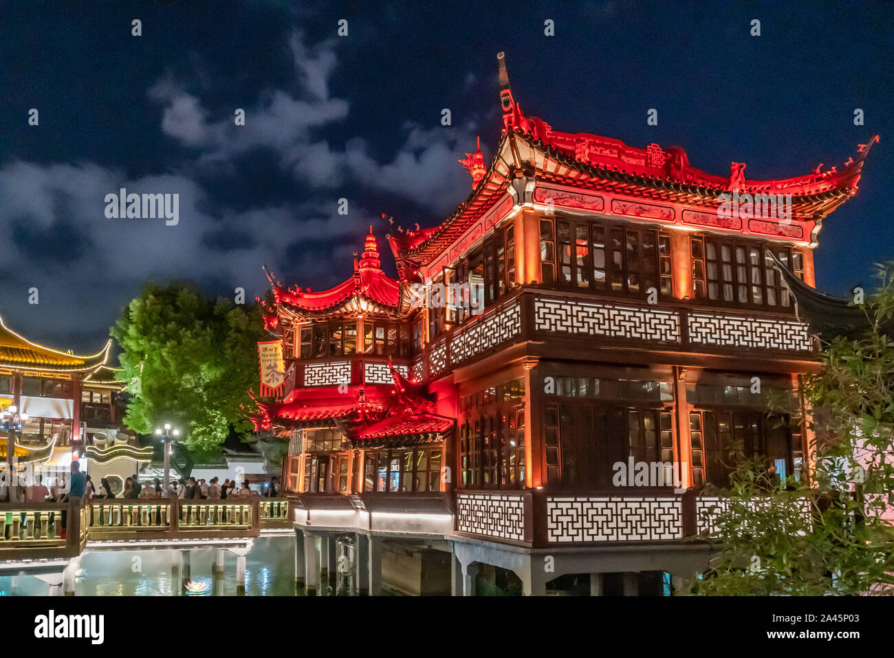 Projection show on Chinese ancient-style buildings at Yu Garden, an ...