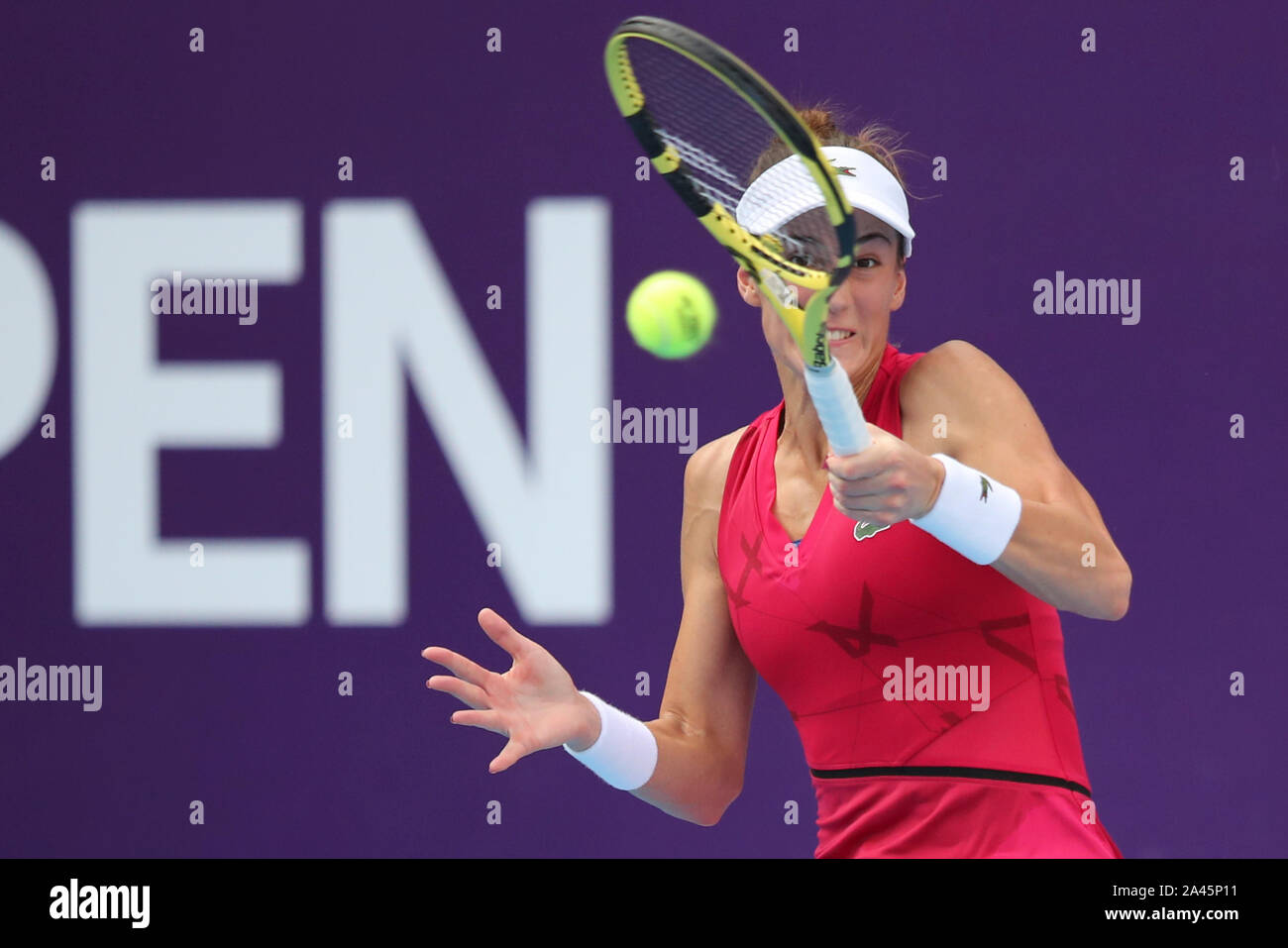 American professional tennis player Bernarda Pera plays against ...