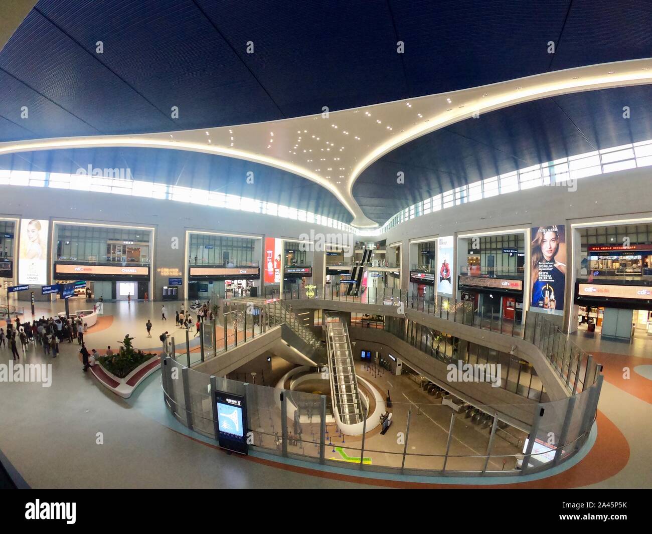 Inside view of the new satellite terminal beginning operation at ...