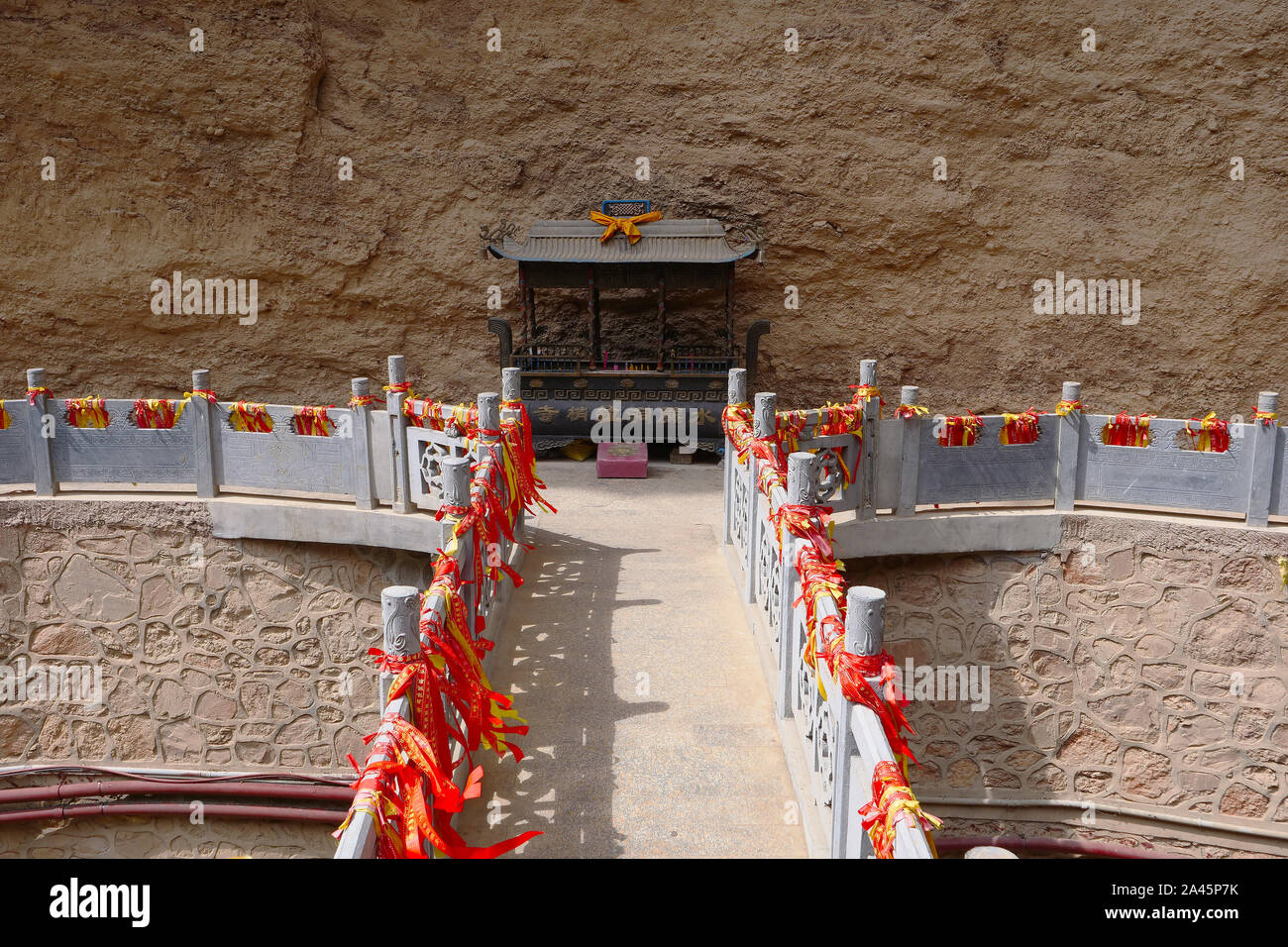 Chinese ancient traditional La Shao temple stone bridge in Tianshui ...