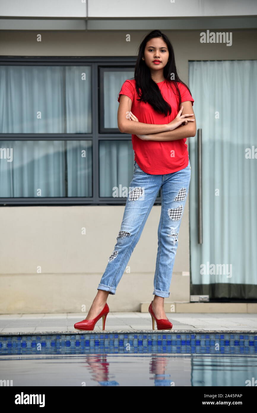 Serious Diverse Female Youngster At Condo Stock Photo - Alamy