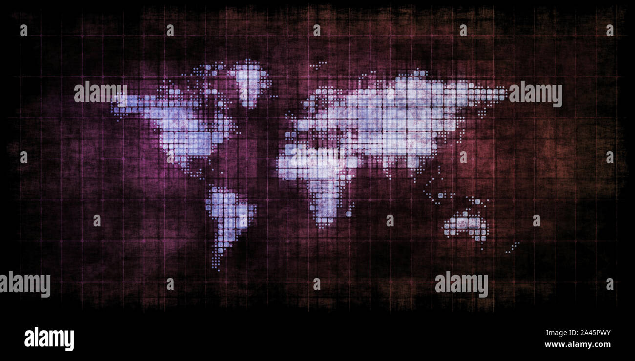 Steam Punk World Map Futuristic and Retro Theme Stock Photo - Alamy