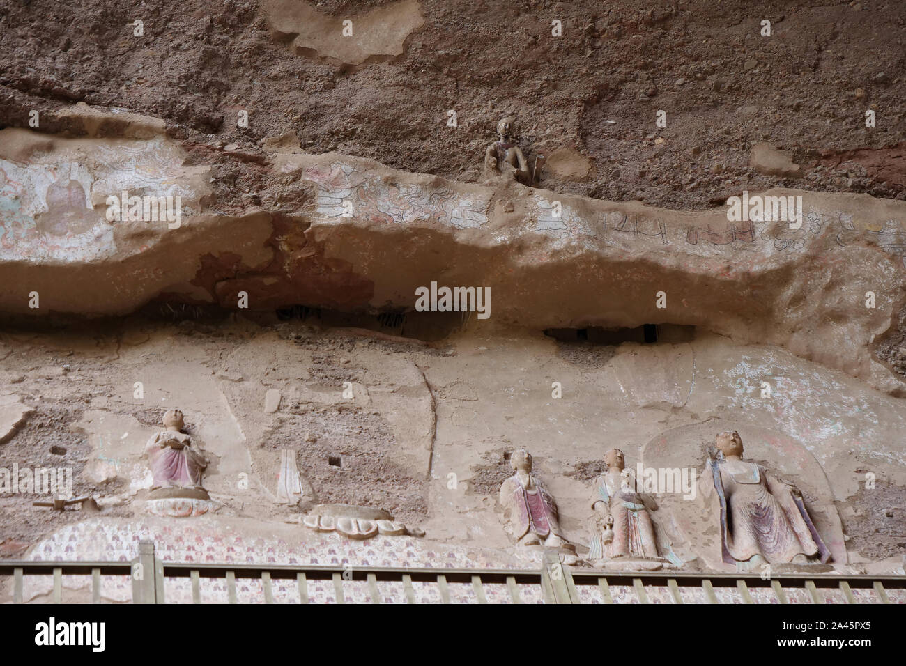 Chinese ancient traditional temple grotto relief painting in Tianshui ...