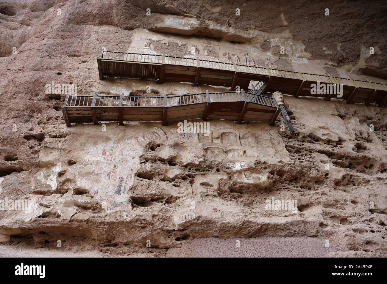 Chinese ancient traditional temple grotto relief painting in Tianshui ...