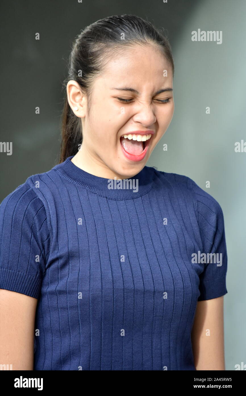 Stressed Cute Asian Female Stock Photo - Alamy