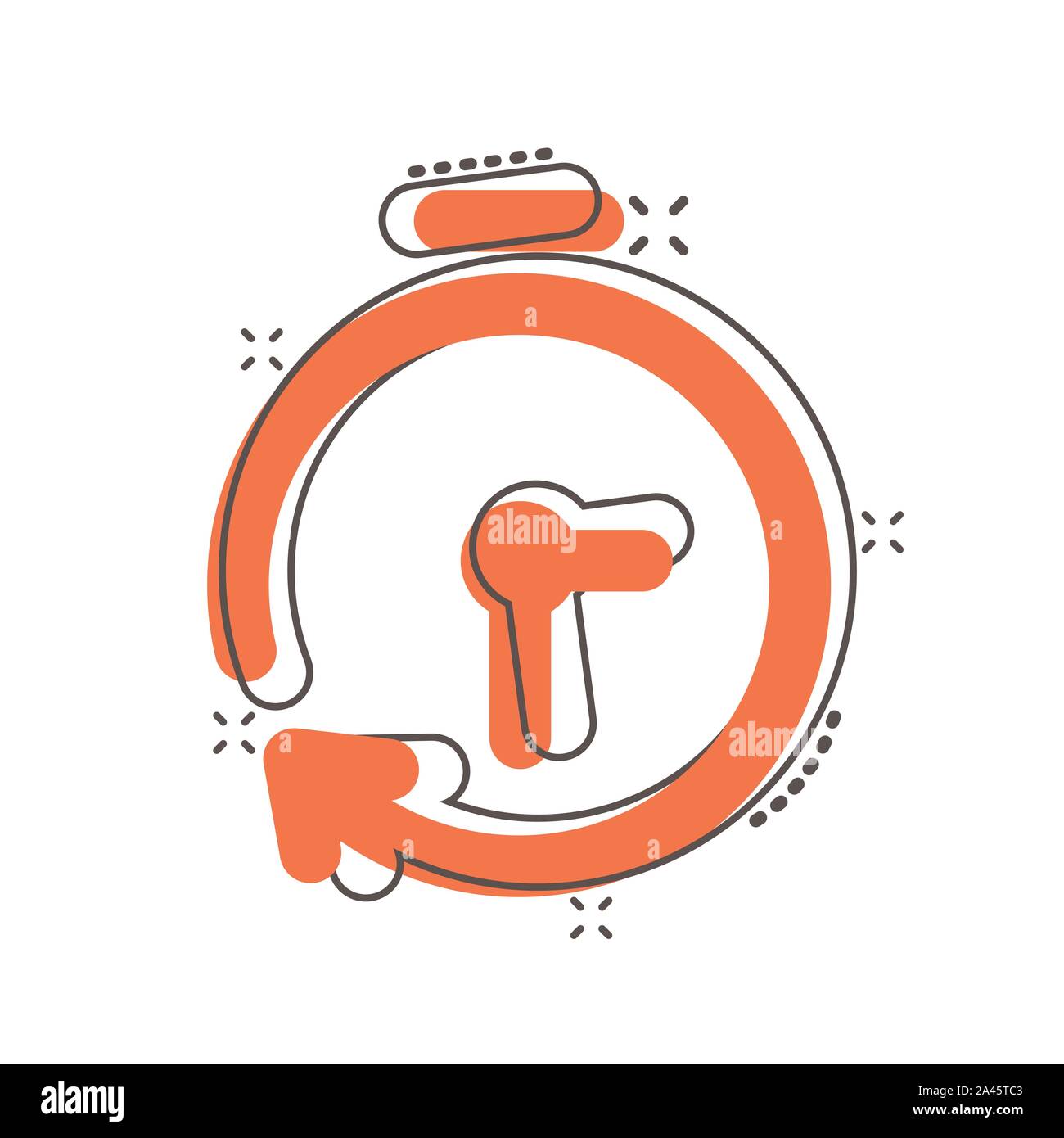 Vector cartoon clock timer icon in comic style. Time alarm concept ...