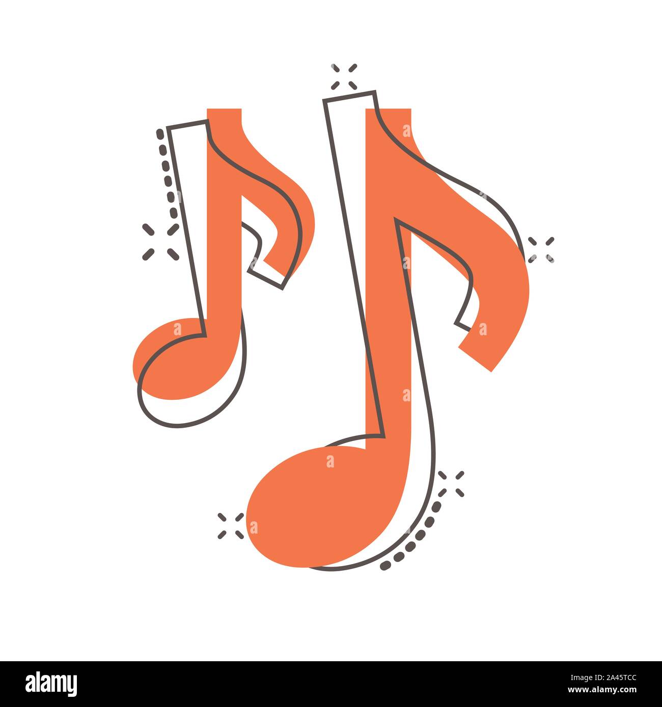 Vector cartoon music note icon in comic style. Sound media concept ...