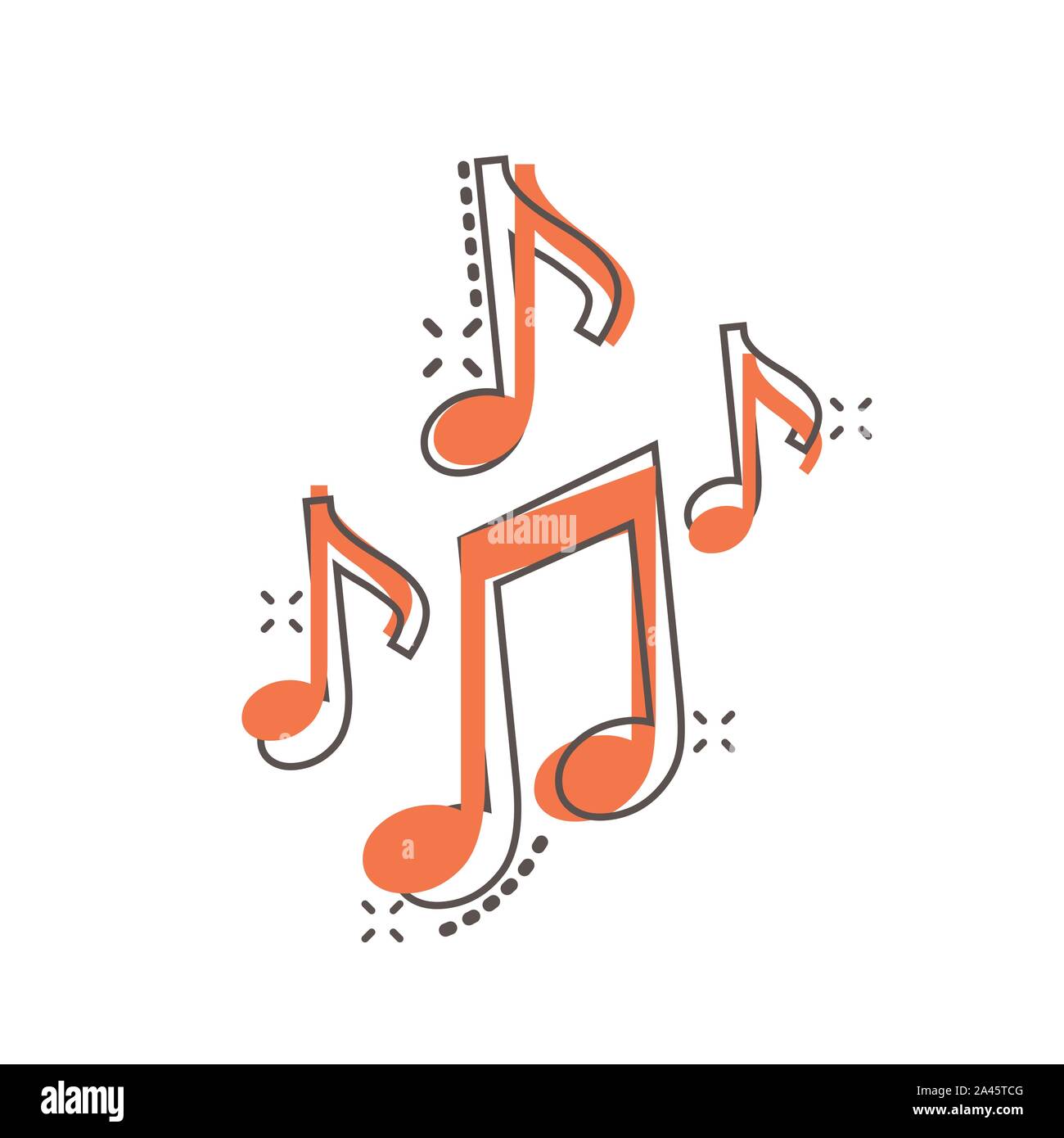 Vector cartoon music note icon in comic style. Sound media concept ...