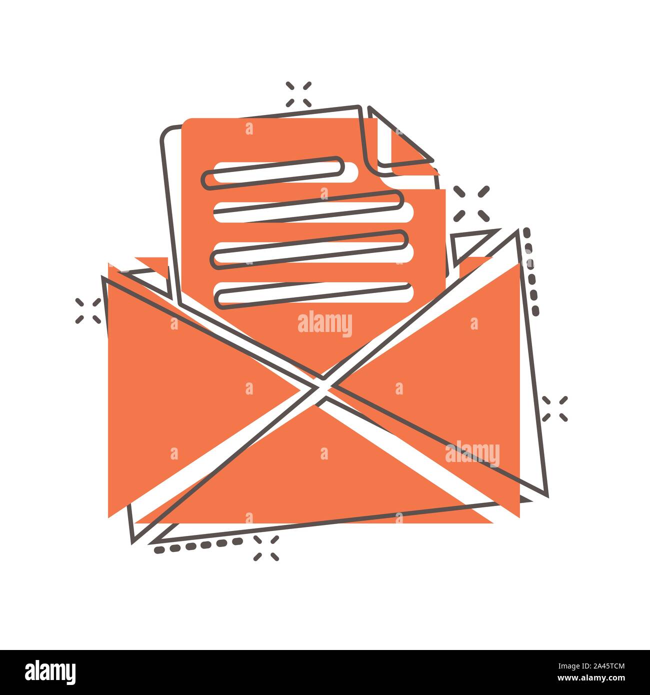 Mail envelope icon in comic style. Email message vector cartoon ...
