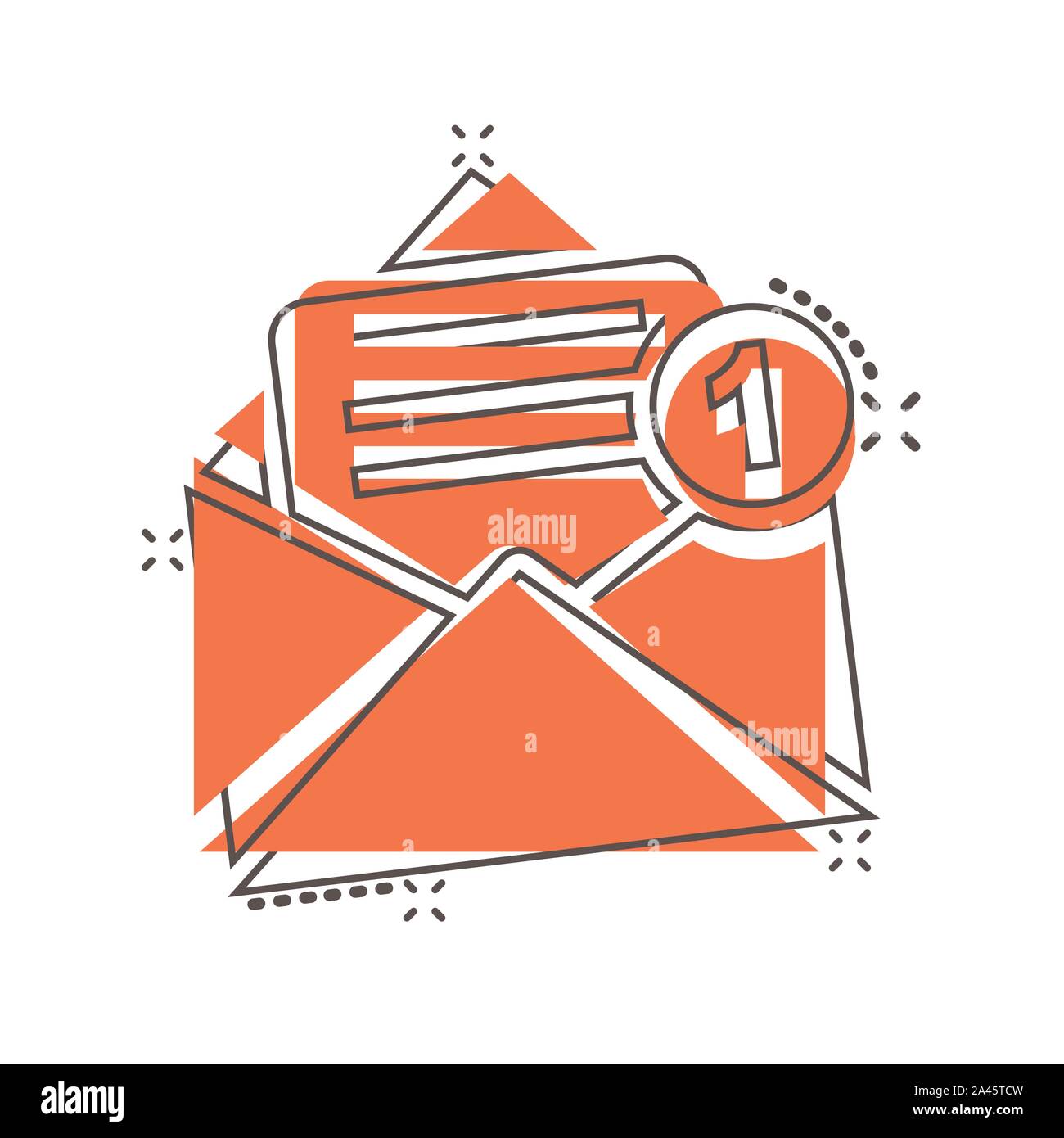 Mail envelope icon in comic style. Email message vector cartoon ...