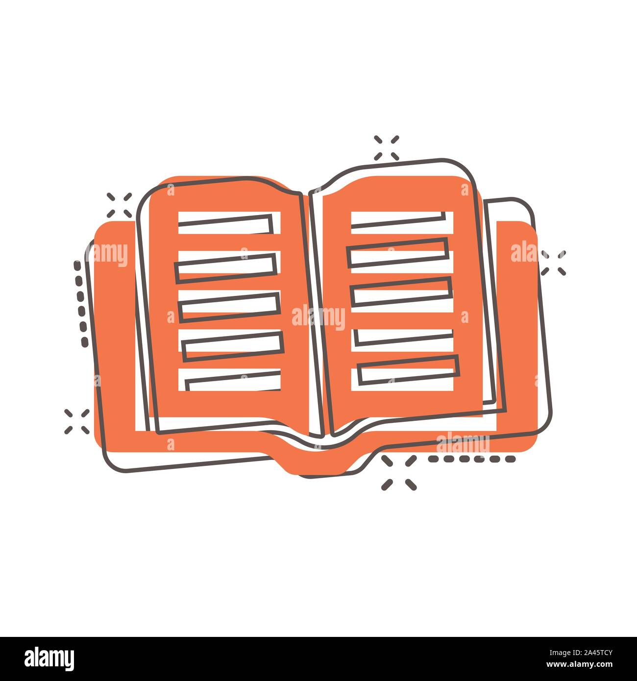 Vector cartoon open book icon in comic style. Text book concept ...
