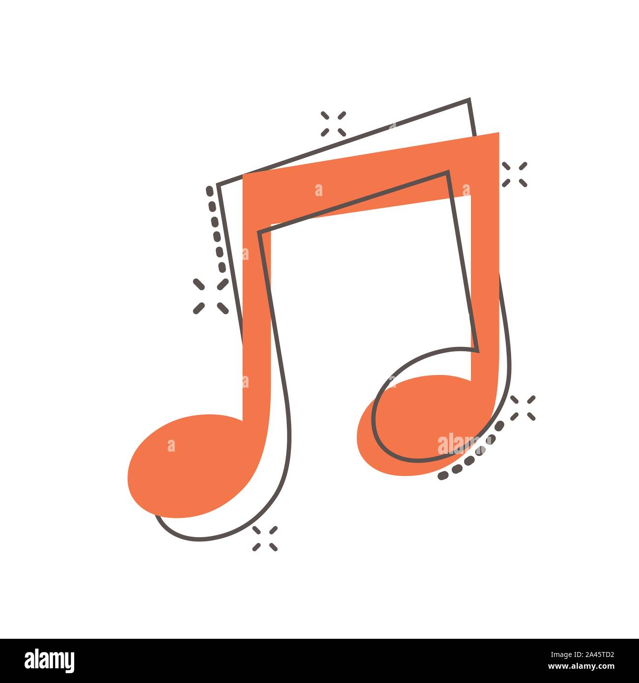 Vector cartoon music note icon in comic style. Sound media concept ...