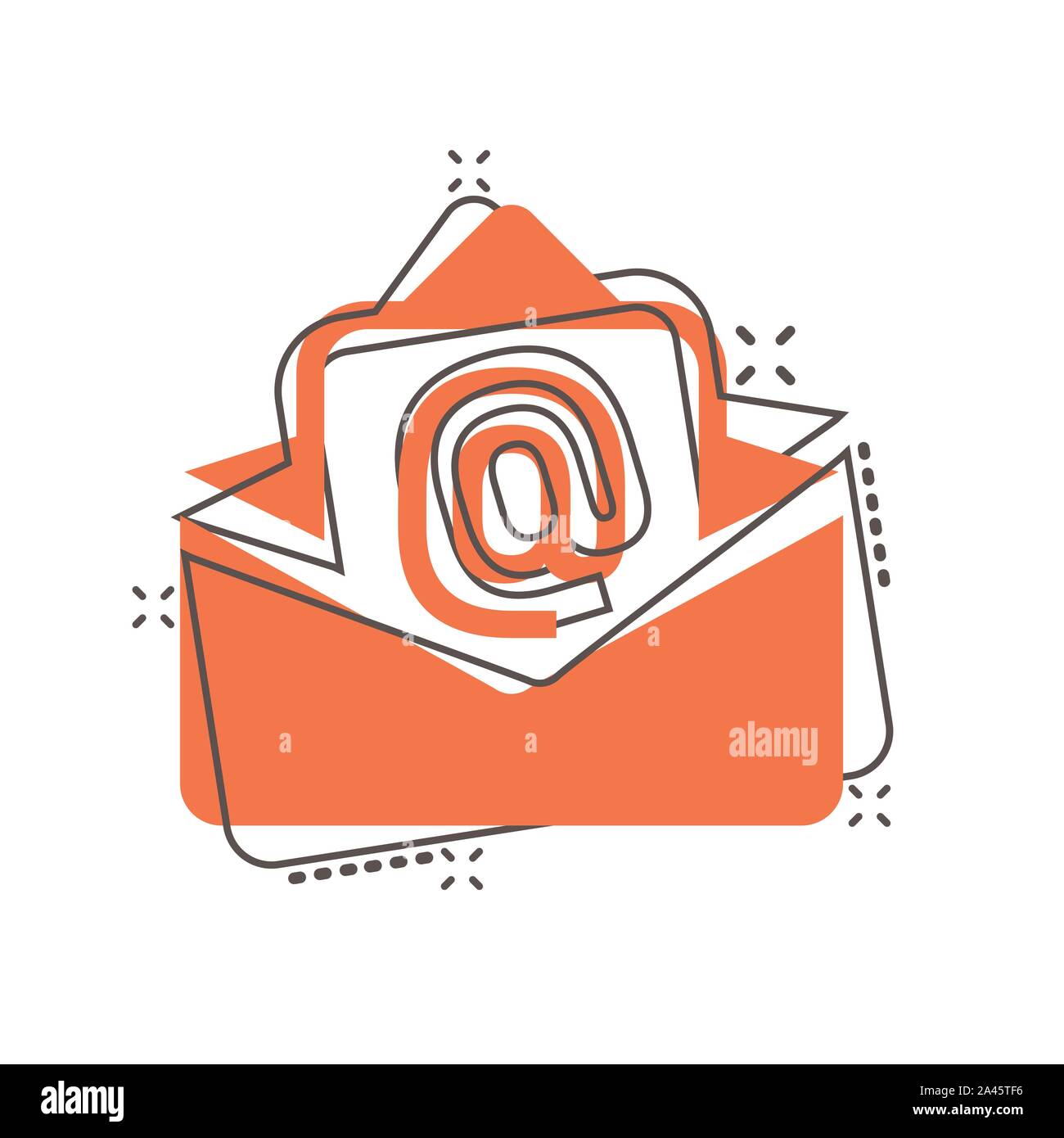 Mail envelope icon in comic style. Email message vector cartoon ...